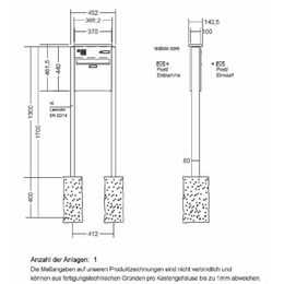 Renz LEABOX freistehender Durchwurf Briefkasten mit Sprechsieb in RAL 6005 EB