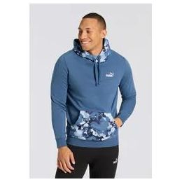 Kapuzensweatshirt Puma "ESS CAMO HOODIE FL", Herren, Gr. L, blau (schwarz indigo), Fleece, Obermaterial: 66% Baumwolle, 34% Polyester, tarnfarben, regular fit normal, Rundhals, angesetztes B&uuml;ndchen, Sweatshirts, Regular Fit, sportlicher Stil, mit Kapuze, mit K&auml;ngurutasche
