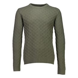 Strickpullover LINDBERGH "Strickpullover Relaxed Fit", Herren, Gr. L, army, Obermaterial: 60% Baumwolle, 40% Polyester, unifarben, Rundhals, Pullover Strickpullover