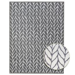 Teppich "Outdoorteppich REVERSO - Knitted Joy", grau (grau,beige), B:200cm H:5mm L:280cm, Polypropylen, PRIMAFLOR-IDEEN IN TEXTIL, Teppiche, Teppich, Wendeteppich, Zopfmuster, In- und Outdoor geeignet, wasserfest