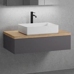neoro n50 Unterschrank B: 100 cm mit 1 Auszug, Waschtisch B: 58 cm wei&szlig; matt,, BN0065WM+BN0413GR+BN0403W1,