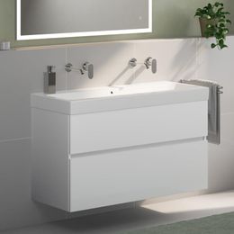 Geberit iCon Doppelwaschtisch, evineo ineo5 evo Unterschrank B: 120 cm, 2 Ausz&uuml;ge, mit Griffmulde,, 124025000+BE0979WM,