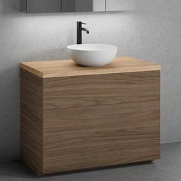 neoro n50 Unterschrank B: 100 cm mit 2 Ausz&uuml;gen, Waschtisch &Oslash; 40 cm wei&szlig; matt,, BN0064WM+BN0443WL+BN0403W1,