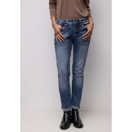 Comfort-fit-Jeans Street One, Damen, Gr. 27, L&auml;nge 30, mid blau random washed, Jeans, 82% Baumwolle, 16% Polyester, 2% Elasthan, unifarben, kn&ouml;chellang, Jeans, Middle Waist