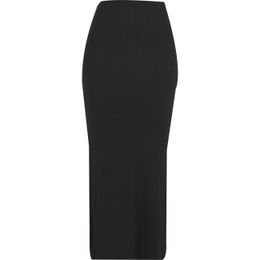 Sommerrock Urban Classics "Urban Classics Ladies Rib High Slit Skirt", Damen, Gr. L, schwarz, 80% Polyester, 20% Viskose, unifarben, normal, R&ouml;cke