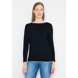 Langarmshirt Cecil, Damen, Gr. L (42), schwarz, Web, 50% Baumwolle, 50% Modal, unifarben, comfort fit normal, U-Boot-Ausschnitt, abgesteppt, Shirts Langarmshirt, mit U-Boot-Ausschnitt