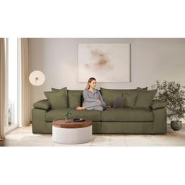 Big-Sofa Home Affaire "Soft&Cosy XL, B: 246 cm - OTTO. Verl&auml;ssliche Qualit&auml;t.", olive, B:246cm T:123cm, 100% Polyester, Sofas, Big-Sofa, Mega-Sofa, Cord oder Chenille-Struktur, mit Federkern & 4 Zierkissen