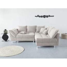 Ecksofa Collection AB "Innsbruck L-Form", grau (silbergrau), B:247cm H:87cm T:189cm, Microfaser PRIMABELLE (100% Polyester), Struktur (90% Polyester, 10% Polyacryl), Samtvelours (100% Polyester), Luxus-Microfaser Antiklederoptik (100% Polyester), Sofas, Ecksofa, inklusive Federkern, Recamiere links oder rechts montierbar
