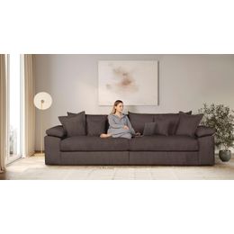 Big-Sofa Home Affaire "Soft&Cosy XXL, B: 303 cm - OTTO. Verl&auml;ssliche Qualit&auml;t.", dunkelbraun, B:303cm T:123cm, 100% Polyester, Sofas, Big-Sofa, Mega-Sofa, Cord oder Chenille-Struktur, mit Federkern & 4 Zierkissen