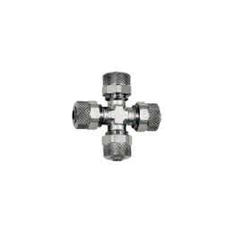 Riegler Kreuzverbindung, f&uuml;r Schlauch 6/4 mm, SW 8, Messing vernickelt (17.800-6)