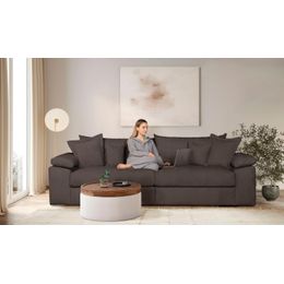 Big-Sofa Home Affaire "Soft&Cosy XL, B: 246 cm - OTTO. Verl&auml;ssliche Qualit&auml;t.", dunkelbraun, B:246cm T:123cm, 100% Polyester, Sofas, Big-Sofa, Mega-Sofa, Cord oder Chenille-Struktur, mit Federkern & 4 Zierkissen