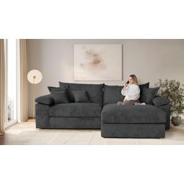 Ecksofa Home Affaire "Soft&Cosy XXL L-Form, B: 303 cm - OTTO. Verl&auml;ssliche Qualit&auml;t.", schwarz, B:303cm T:187cm, 100% Polyester, Sofas, Ecksofa, Mega-Sofa, Cord oder Chenille-Struktur, mit Federkern & 4 Zierkissen