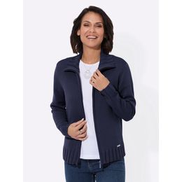 Cardigan Casual Looks, Damen, Gr. 40, blau (marine), 50% Baumwolle, 50% Polyacryl, unifarben, Strickjacken Cardigan
