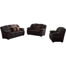 Polstergarnitur COTTA "Casino, Sofa Set, 3-2-1 Sitzer, Wohnzimmer Garnitur", braun, H:88cm T:92cm, FSC-zertifizierter Holzwerkstoff, Sitzm&ouml;bel-Sets, Polstergarnitur, Sessel, 2-Sitzer, 2,5-Sitzer, hohe R&uuml;ckenlehne