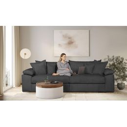 Big-Sofa Home Affaire "Soft&Cosy XL, B: 246 cm - OTTO. Verl&auml;ssliche Qualit&auml;t.", schwarz, B:246cm T:123cm, 100% Polyester, Sofas, Big-Sofa, Mega-Sofa, Cord oder Chenille-Struktur, mit Federkern & 4 Zierkissen