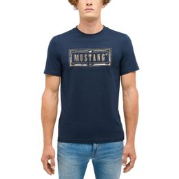 Kurzarmshirt Mustang "Herren Style Austin", Herren, Gr. S, navy, Jersey, 100% Baumwolle, Rundhals, Shirts Kurzarmshirt