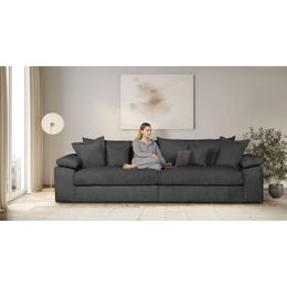 Big-Sofa Home Affaire "Soft&Cosy XXL, B: 303 cm - OTTO. Verl&auml;ssliche Qualit&auml;t.", schwarz, B:303cm T:123cm, 100% Polyester, Sofas, Big-Sofa, Mega-Sofa, Cord oder Chenille-Struktur, mit Federkern & 4 Zierkissen