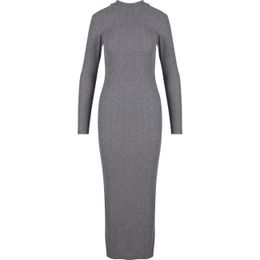 Shirtkleid Urban Classics "Urban Classics Ladies Rib Longlseeve Mockneck Dress", Damen, Gr. XL, US-Gr&ouml;&szlig;en, schwarzgraumelange, 80% Polyester, 20% Viskose, unifarben, skinny fit, Rundhals, Kleider Shirtkleid