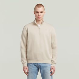 G-Star Raw Sweatshirt G-STAR "Premium Core Half Zip", Herren, Gr. S, wei&szlig;bait, Sweatware, Obermaterial: 55% Baumwolle, 45% Polyester, unifarben, regular fit normal, Rundhals, Rippb&uuml;ndchen, Sweatshirts Sweatshirt, mit Stehkragen