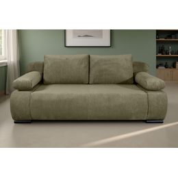 Schlafsofa Collection AB "Moritz", olive, B:200cm H:85cm T:98cm, 100%Polyester, Sofas, Schlafsofa, mit Bettfunktion und Bettkasten, komfortabler Federkern
