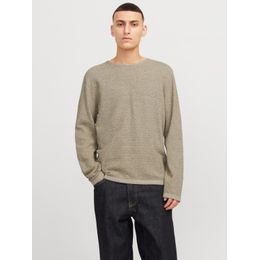 Jack & Jones Rundhalspullover JACK & JONES "JJEGEORGE KNIT CREW NECK NOOS", Herren, Gr. S, wei&szlig; (coriander detail:with cloud dancer), Strick, Obermaterial: 85% Baumwolle, 15% Polyester, unifarben, relaxed fit taillenbedeckt, Rundhals, B&uuml;ndchen, Pullover Rundhalspullover, mit Strick Optik