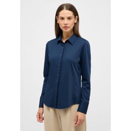 Hemdbluse Eterna "FITTED", Damen, Gr. 42, blau (navy), 58% Baumwolle, 42% Polyester, schmal, Blusen Hemdbluse, EASY IRON (b&uuml;gelleicht)