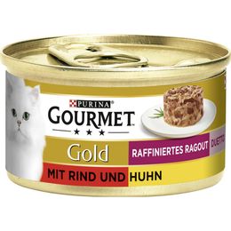 Katzenfutter 'Gourmet Gold Raffiniertes Ragout Duetto' Rind/Huhn 85 g