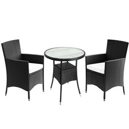 Casaria Polyrattan Balkonset 3-tlg inkl Sitzauflagen