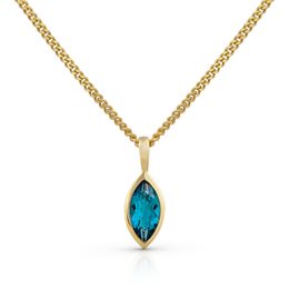 OROLINO Halskette Gold 585 mit Blautopas (beh.) London blue 42/45cm lang