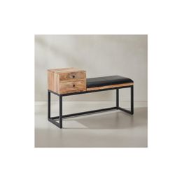 KADIMA DESIGN Retro-Sitzbank TEXAS mit Schubladen, Moderner Retro-Stil aus Ziegenleder und Metall