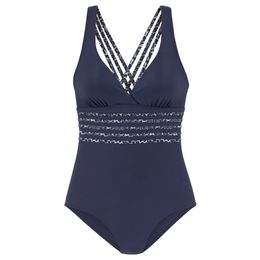 Lascana Badeanzug Damen Gr&ouml;&szlig;e M marine / anthrazit / hellgrau