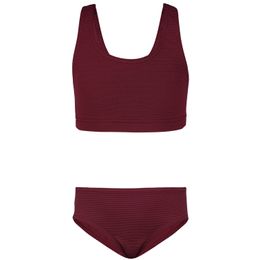 Bustier-Bikini AQUARTI "Bikini M&auml;dchen Sport Bikini Racerback Bustier & Bikinislip", M&auml;dchen, Gr. 170, N-Gr, braun (jacquard punkte rot braun), Obermaterial: 80% Polyamid PA. 20% Elasthan EL., Bikini-Sets