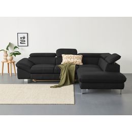Ecksofa COTTA "Driver L-Form", charcoal, B:268cm H:73cm T:214cm, Kunstleder SOFTLUX;LEDER BEEFY (ein abgedecktes Spalt-Rindsleder) im Sitz und R&uuml;cken (Korpus in Kunstleder);Luxus-Kunstleder;Leder Pampas (echtes Rindsleder) im Sitz und R&uuml;cken (R&uuml;ckseite mit Spannstoff bezogen), Sofas, Ecksofa, mit Kopfteilverstellung, wahlweise mit Bettfunktion & Bettkasten