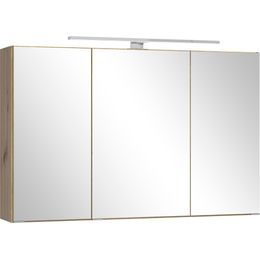 Badezimmerspiegelschrank Welltime "CABO, ged&auml;mpfte Scharniere", wotaneiche, B:100cm H:64cm T:20cm, Holzwerkstoff, Schr&auml;nke, Rundumsicht, dank besonderer Klapptechnik