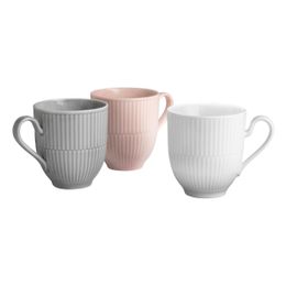 Becher Seltmann Weiden "Amina, Tassen-Set 3-tlg.", rosa (rosa, grau, wei&szlig;), B:8,6cm H:9,6cm &Oslash;:12cm, Porzellan, Trinkgef&auml;&szlig;e, Becher, Becher, Tassen-Set, besteht aus drei verschiedene Farben