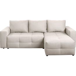 Ecksofa exxpo - SOFA FASHION, ivory, B:261cm H:95cm T:158cm, Sofas, Ecksofa, Praktische Funktionsecke mit Federkern, Bettfunktion und Stauraum
