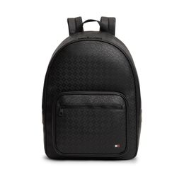 Rucksack Tommy Hilfiger "TH EMBOSSED FLAG BACKPACK", Herren, Gr. B/H/T: 30cm x 42cm x 13cm, schwarz, Lederimitat, Basic, Rucks&auml;cke Rucksack, Unisex Freizeitrucksack, City Bag, verstellbare Schulterriemen