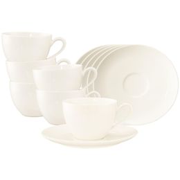 Tasse Seltmann Weiden "Kaffeetassen mit Untertassen Savona Fine Diamond 270 ml 6er Set creme", beige (creme), B:16cm H:8,3cm &Oslash;:16cm, Porzellan, Trinkgef&auml;&szlig;e, Tasse, Sp&uuml;lmaschinenfest, Mikrowellensicher, Ofenfest