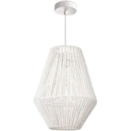 Paco Home Pendelleuchte "Pablo", wei&szlig;, 1, &Oslash; 30cm H: 37cm, Leuchten, LED Pendellampe E27, Optik Boho Korb Wohnzimmer Esszimmer Flur, Pendelleuchte