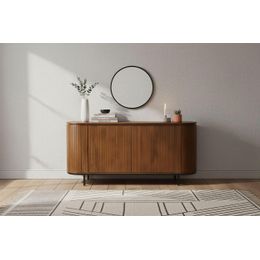 Sideboard Sit "MANGO NATURAL", beige (natur, schwarz), B:170cm H:80cm T:45cm, Massivholz, Metall, Sideboards, Sideboard, mit Lamellenfront