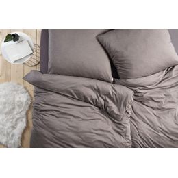Bettw&auml;sche Estella "TAKOMA", grau (taupe), B/L: 155cm x 200cm, 1 Stk., 1 Stk., Mako-Interlock-Jersey, B/L: 80cm x 80cm, 2 Stk., Mako-Interlock-Jersey, Obermaterial: 100% Baumwolle, Bettw&auml;sche, Bettw&auml;sche, ABSOLUT B&Uuml;GELFREI