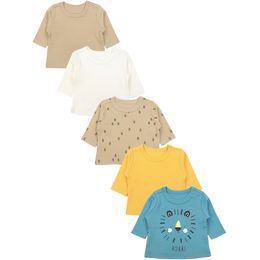 Langarmshirt TUPTAM "Shirt Baby Jungen Langarmshirt 5er Set", M&auml;dchen, Gr. 50, gelb (gelb_braun_l&ouml;we_pfeil_beige), Obermaterial: 100% Baumwolle CO., Shirts Langarmshirt