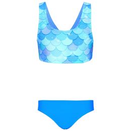 Bustier-Bikini AQUARTI "Bikini M&auml;dchen Sport Bikini Racerback Bustier & Bikinislip", M&auml;dchen, Gr. 116, N-Gr, blau (meerjungfrau blau, t&uuml;rkis), Obermaterial: 80% Polyamid PA. 20% Elasthan EL., Bikini-Sets