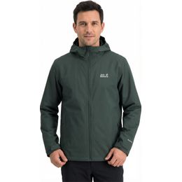 Regenjacke Jack Wolfskin "OUTROVERT 2L JKT M", Herren, Gr. L (52), sago palm, Web, Obermaterial: 100% Polyester. Futter: 100% Polyester, unifarben, Basic normal, mit verstellbarem Klettverschluss, Jacken Regenjacke, wasserdicht, atmungsaktiv, &Uuml;bergangsjacke