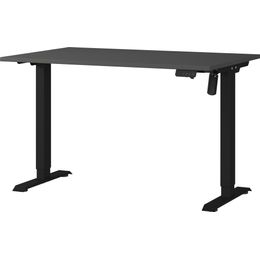 Schreibtisch Germania "Boras", grau (graphit, schwarz, schwarz, graphit), B:120cm H:120cm T:80cm, Tische, Schreibtisch, Breite 120/140/160 cm, Metallgestell in vers. Farben, Made in Germany