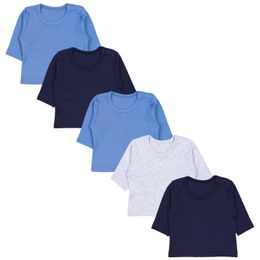 Langarmshirt TUPTAM "Shirt Baby Jungen Langarmshirt 5er Set", M&auml;dchen, Gr. 74, grau (blau grau mix uni), Obermaterial: 100% Baumwolle CO., Shirts Langarmshirt