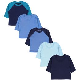 Langarmshirt TUPTAM "Shirt Baby Jungen Langarmshirt 5er Set", M&auml;dchen, Gr. 56, blau (reglan blau uni mix), Obermaterial: 100% Baumwolle CO., Shirts Langarmshirt