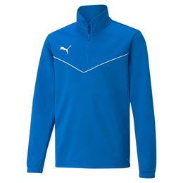 Langarmshirt Puma "TEAMRISE 14 ZIP TOP JR", Jungen, Gr. 128, electric blau lemonade, Piqu&eacute;, Obermaterial: 100% Polyester, unifarben, regular fit normal, Shirts Langarmshirt, normale Schnittform, Langarm, mit Rei&szlig;verschluss