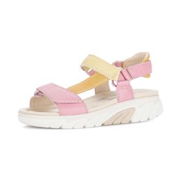 Sandalette ROLLINGSOFT, Damen, Gr. 38, pink, apricot, gelb, Nappaleder, Schuhe Sandalette, Keilabsatz, Riemchensandale im Trekking-Look, G-Weite (=weit)