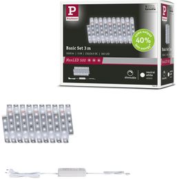 Paulmann LED-Streifen "MaxLED 500 LED Strip Neutralwei&szlig; Basisset", silber (silberfarben), Dioden 192 Stk., Gesamtl&auml;nge 3m, Lichterketten, LED-Streifen